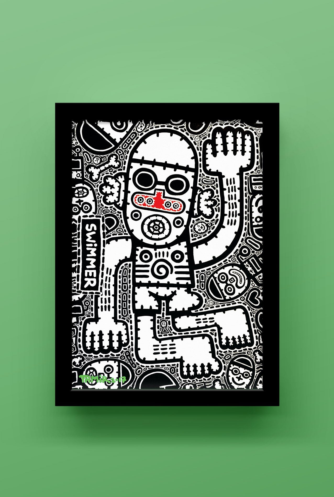 הדפס לתלייה על הקיר של האמן תמיר שפר| SWIMMER B&W